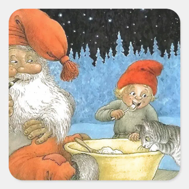 Tomte Nisse, aka Santa Clause Square Sticker | Zazzle