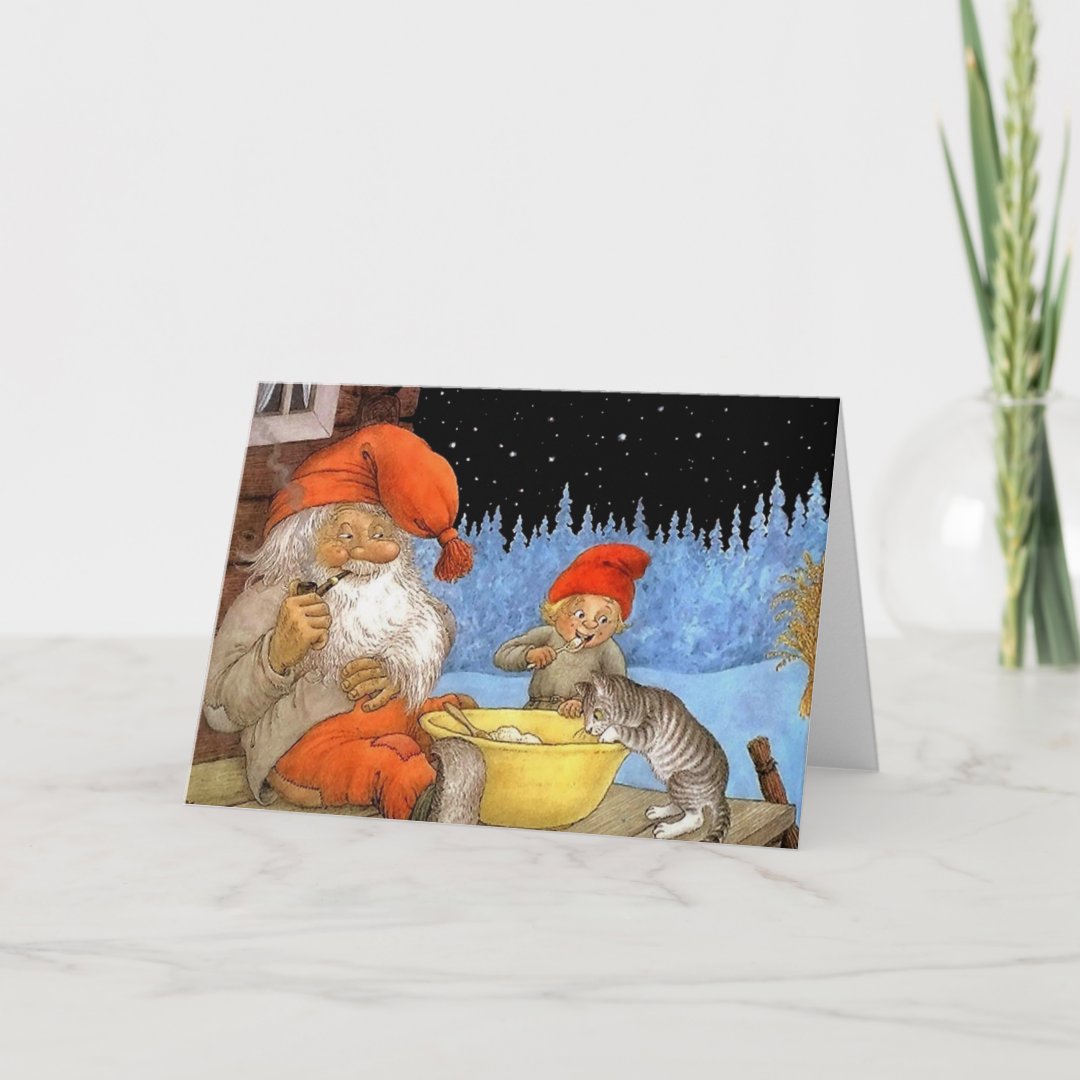 Tomtes Scandinavian Elf Christmas Card | Zazzle