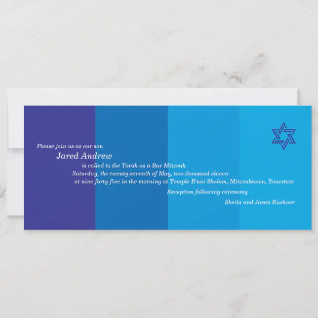 Tonal Blue Bar Mitzvah Invitation | Zazzle