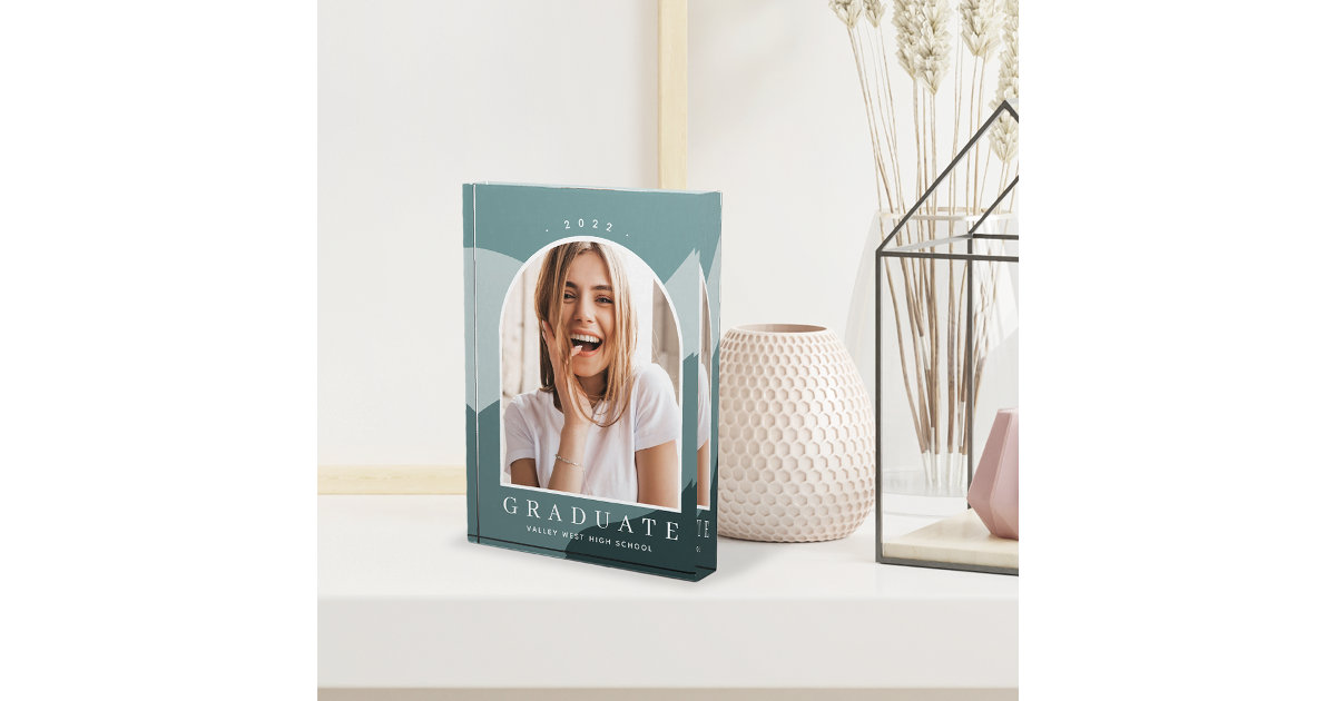 Tonal Stripes Graduation Keepsake Photo Block | Zazzle