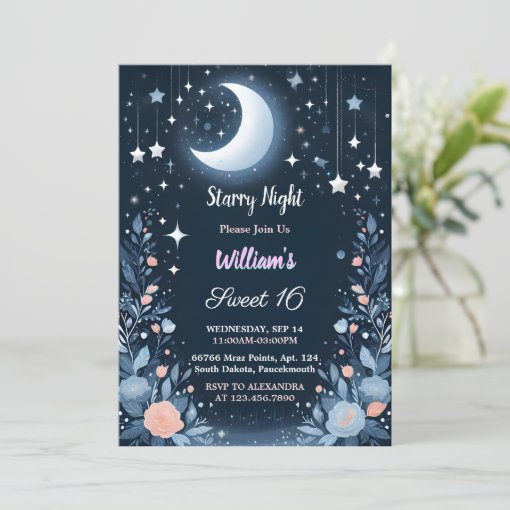 Tone Nature Galaxy Mystical Starry Night Sweet 16 Invitation | Zazzle