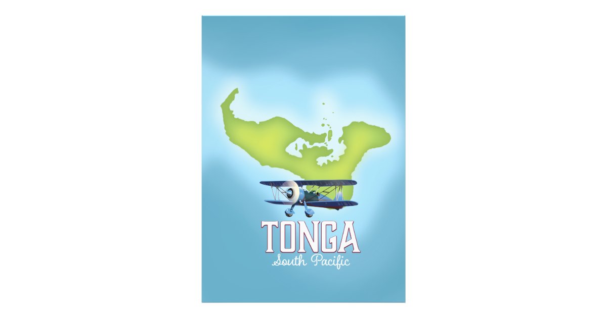 Tonga Map Flight travel poster | Zazzle