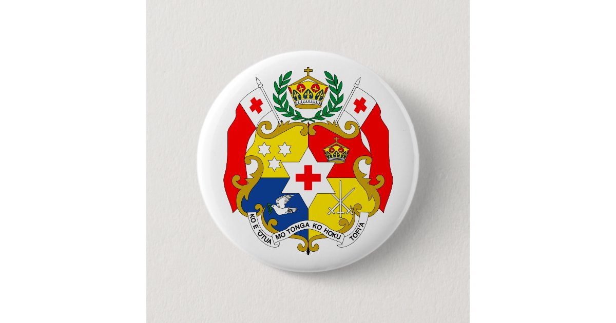 Tonga Official Coat Of Arms Heraldry Symbol Pinback Button | Zazzle