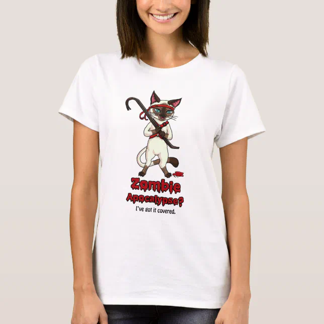 Tonkinese cat with crowbar zombie slayer T-Shirt | Zazzle