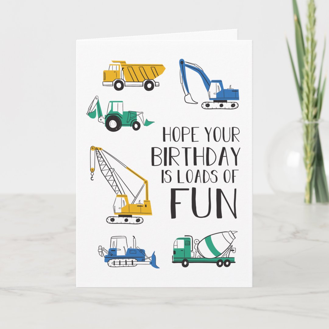 Tons of Fun Construction Birthday Card | Zazzle