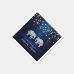 TONS OF LOVE / Elephant String Lights Custom Blue Napkins | Zazzle