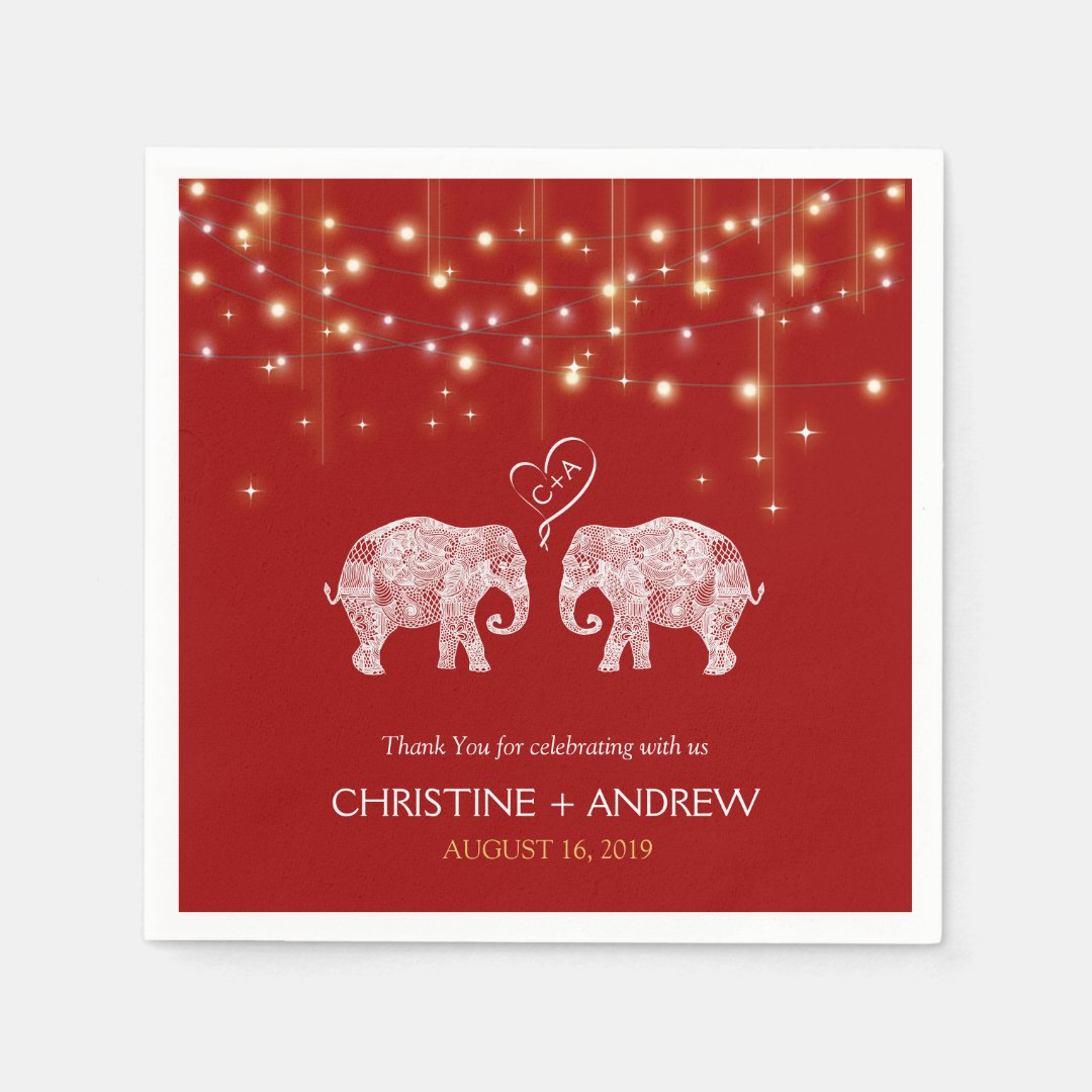 TONS OF LOVE / Elephant String Lights Custom Napkins | Zazzle
