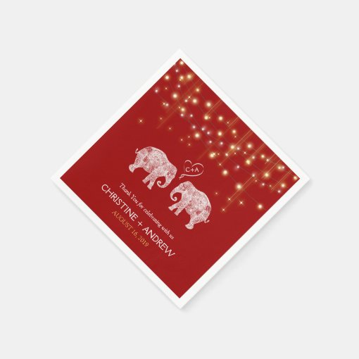 TONS OF LOVE / Elephant String Lights Custom Napkins | Zazzle
