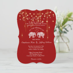 TONS OF LOVE/Elephant String Lights Wedding Invite | Zazzle