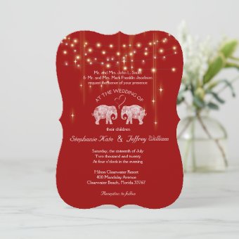 TONS OF LOVE/Elephant String Lights Wedding Invite | Zazzle
