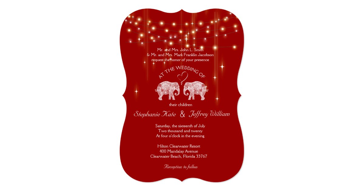 TONS OF LOVE/Elephant String Lights Wedding Invite | Zazzle.com
