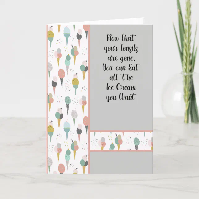 Tonsils Get Well for Kids with Ice Cream Cones Thank You Card | Zazzle