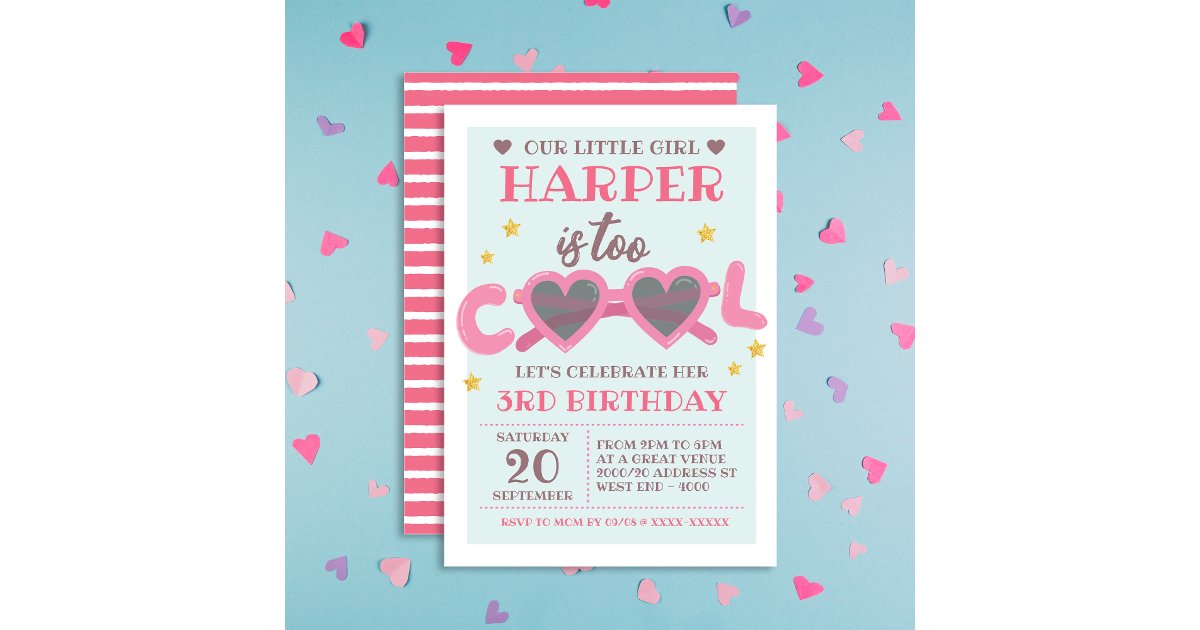 Too Cool Girls Birthday Party Invitation | Zazzle