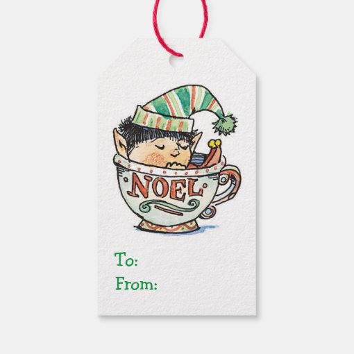 Too Cute Retro Christmas Elves Gift Tags | Zazzle