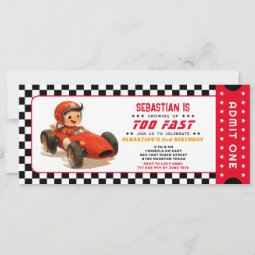 Too Fast Racing Car Ticket Birthday Invitation | Zazzle