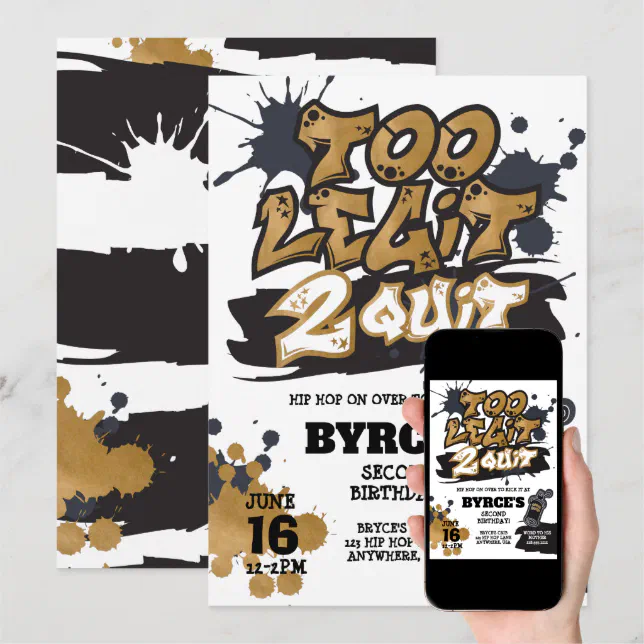 Too Legit to Quit Birthday Invitation | Zazzle