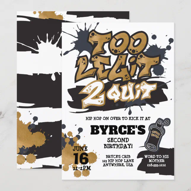 Too Legit to Quit Birthday Invitation | Zazzle