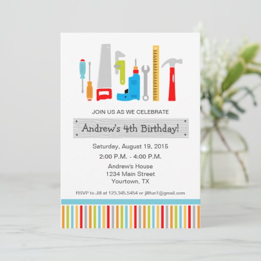 Tool Birthday Party Invitation | Zazzle