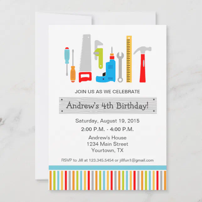 Tool Birthday Party Invitation | Zazzle