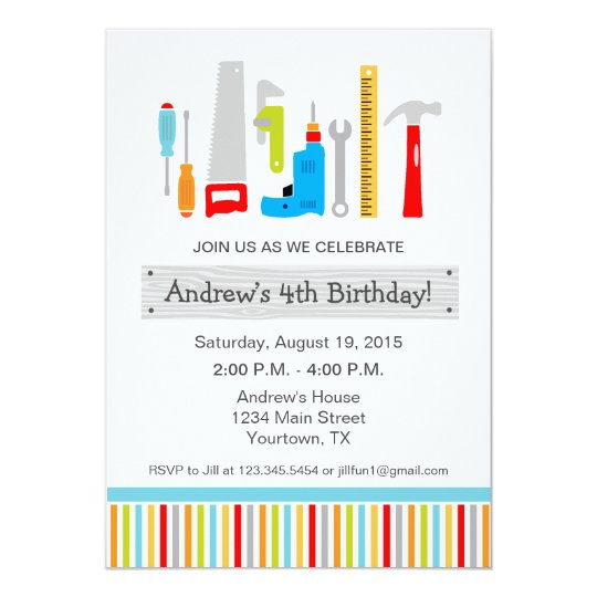 Tool Birthday Party Invitation | Zazzle.com