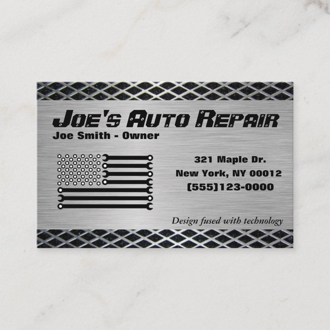 Tool Flag Design Auto Mechanic Repair Service Business Card | Zazzle