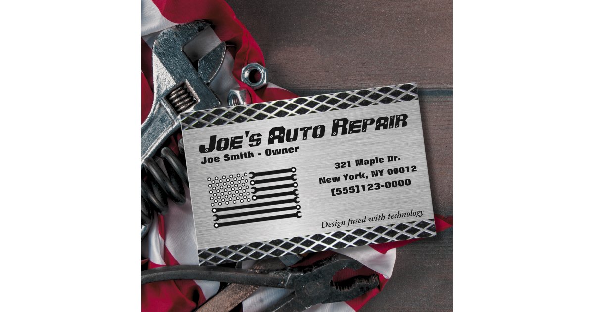 Tool Flag Design Auto Mechanic Repair Service Business Card | Zazzle