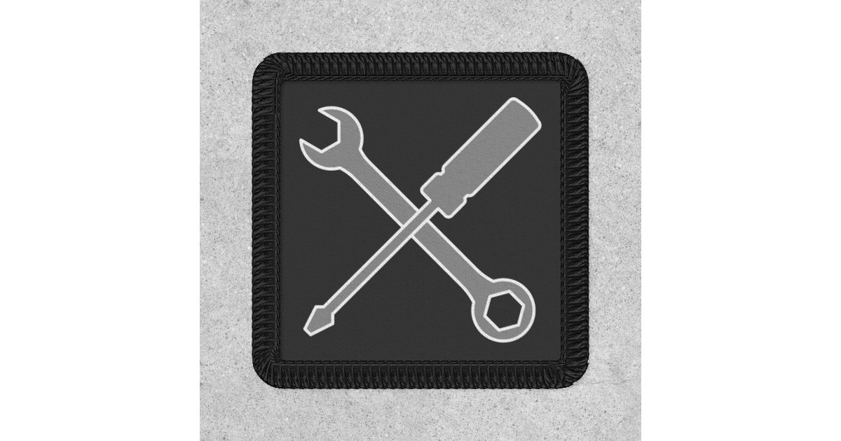 Tool Kit Symbol - Wrench and Screwdriver Patch | Zazzle
