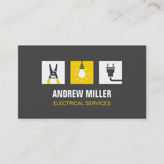 Tool Light Bulb and Plug Logo Electrician Business Card | Zazzle