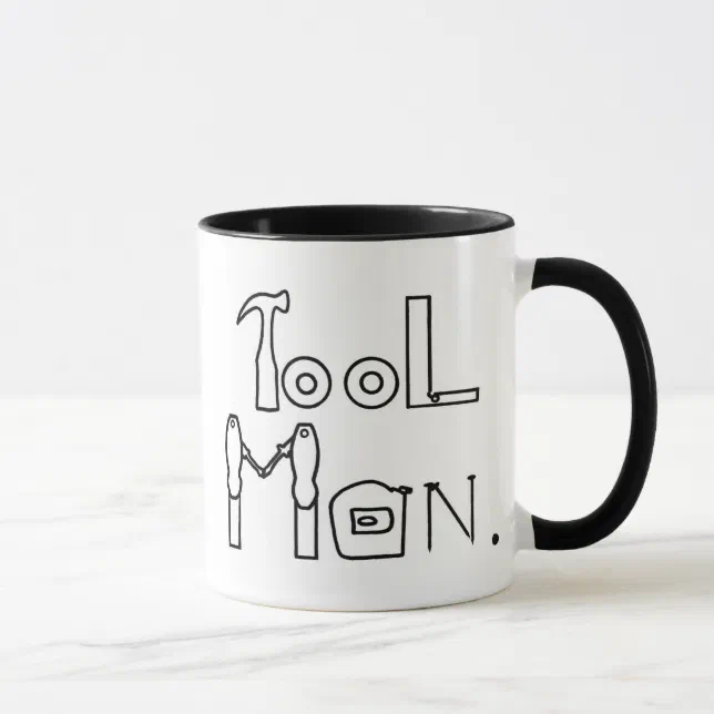 Tool Man spelled with drawing of tools, mug | Zazzle