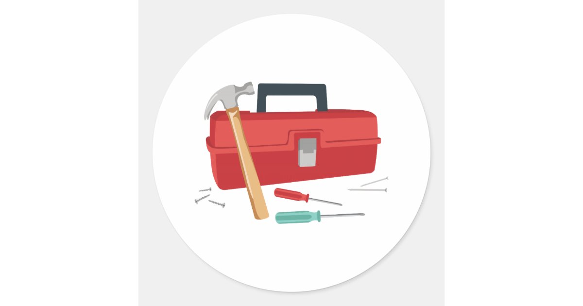 Toolbox And Tools Classic Round Sticker | Zazzle