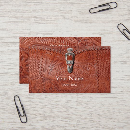 Tooled leather Business Card | Zazzle.com