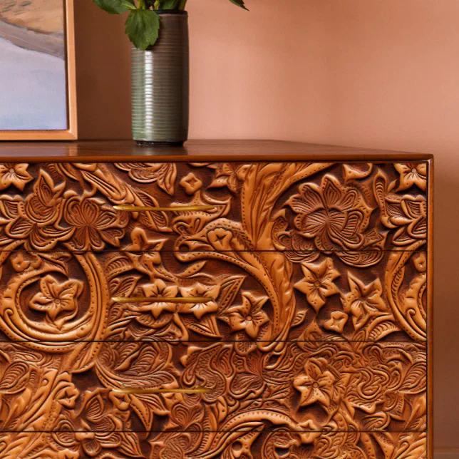 Tooled Leather Dancing Flowers Decoupage Tissue Paper | Zazzle