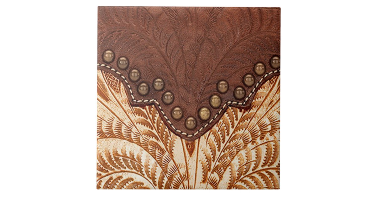 Tooled leather texture ceramic tile | Zazzle