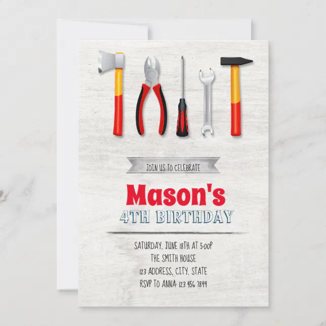 Tools Birthday invitation | Zazzle