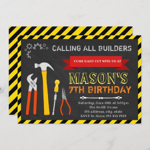 Tools birthday party invitation | Zazzle