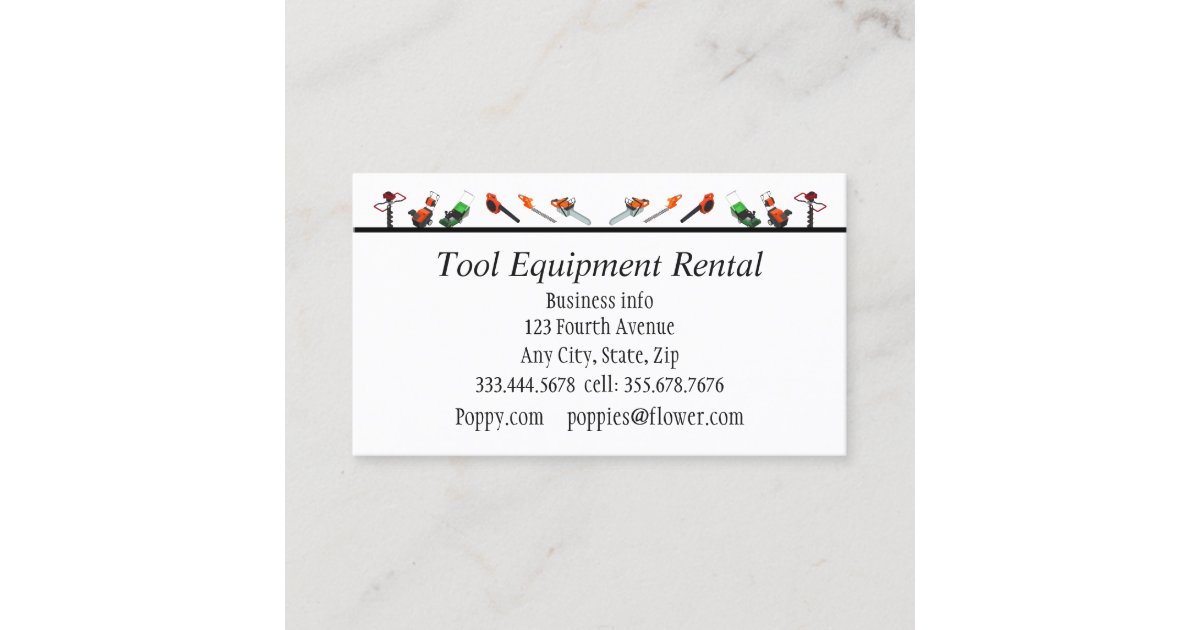 Tools & Equpment Rental Custom Business Cards | Zazzle