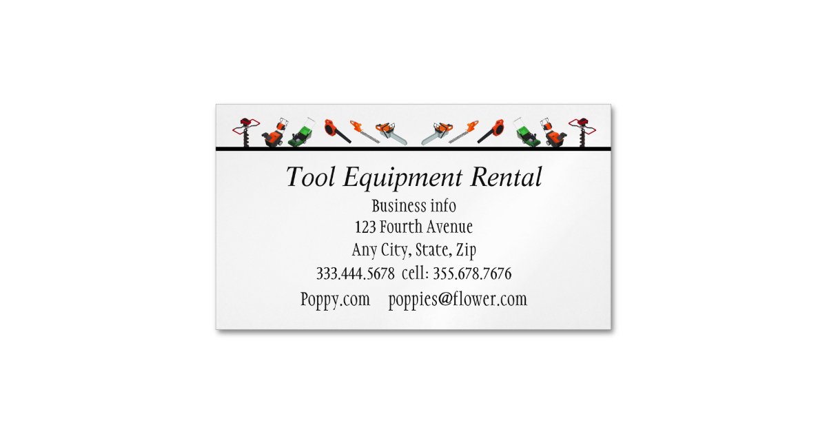 Tools & Equpment Rental Custom Business Cards | Zazzle