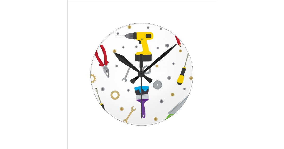 Tools Handyman Round Clock | Zazzle
