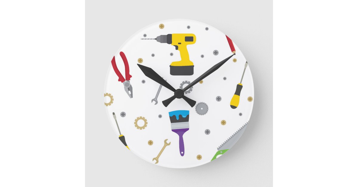 Tools Handyman Round Clock | Zazzle