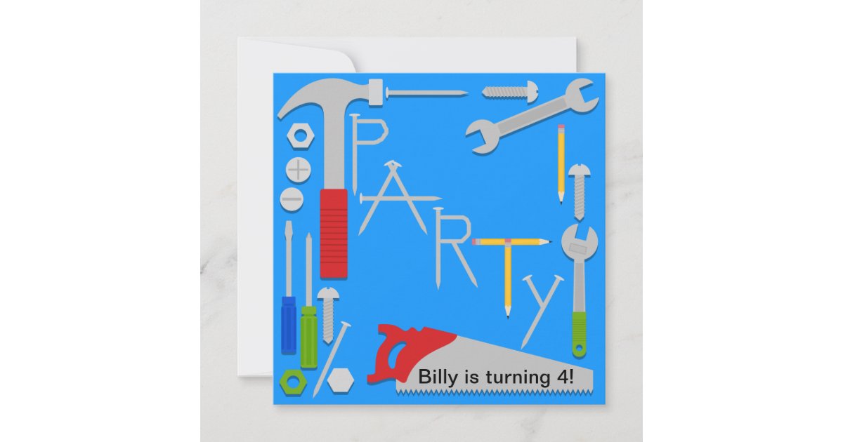 Tools Workshop Birthday Party Invitation | Zazzle