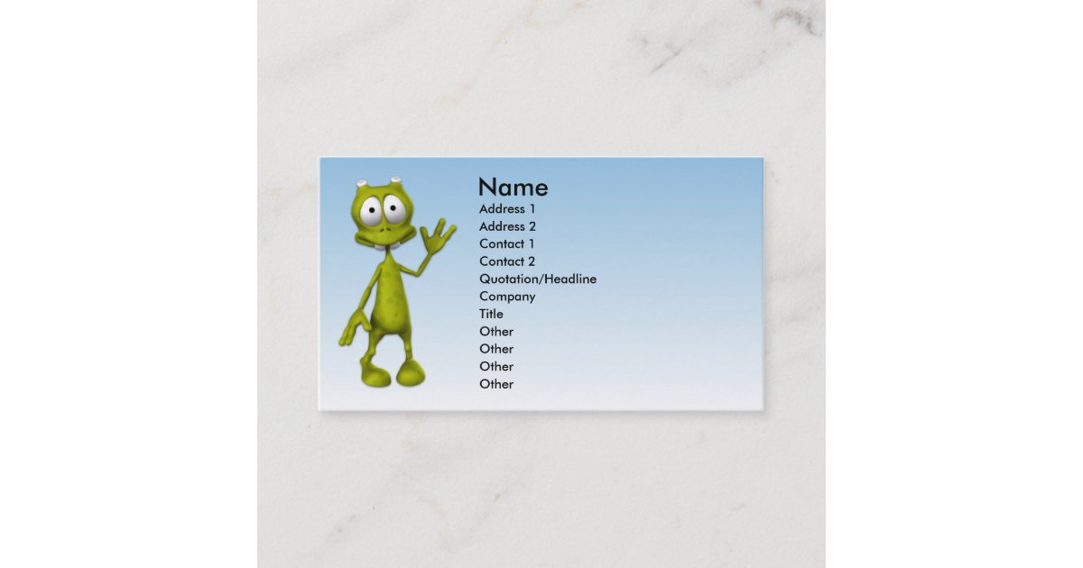 Toon Alien Business Card | Zazzle