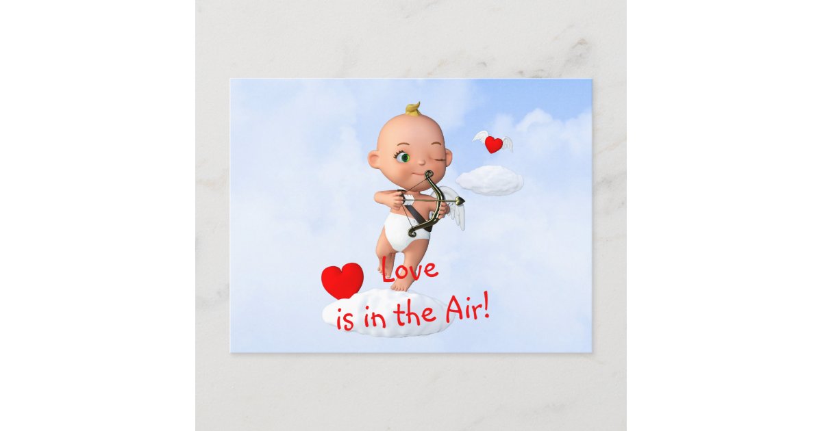 Toon Baby Cupid Flying with a Bow and Arrow Postcard | Zazzle