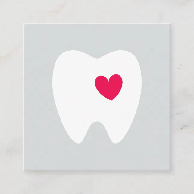 Tooth and heart dental dentist orthodontist square business card | Zazzle