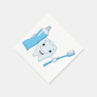 Tooth And Toothbrush Paper Napkins | Zazzle