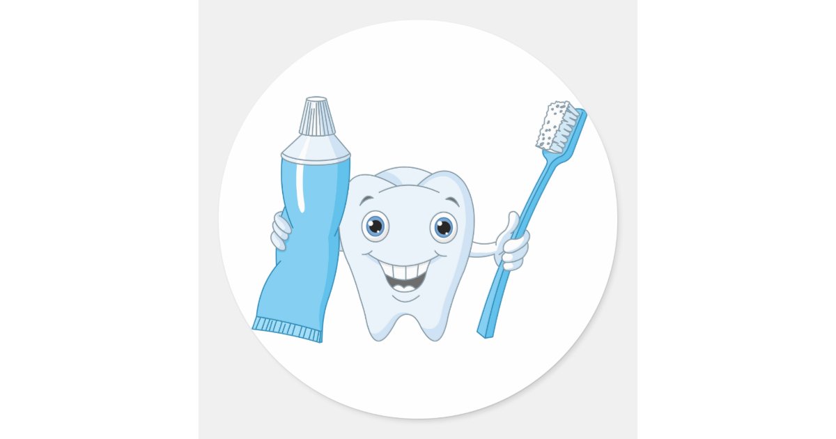 Tooth And Toothbrush Stickers | Zazzle