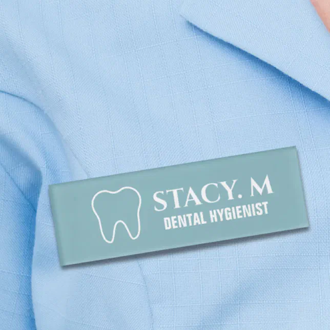 Tooth Dentist Assistant Hygienist Dental Office Name Tag | Zazzle