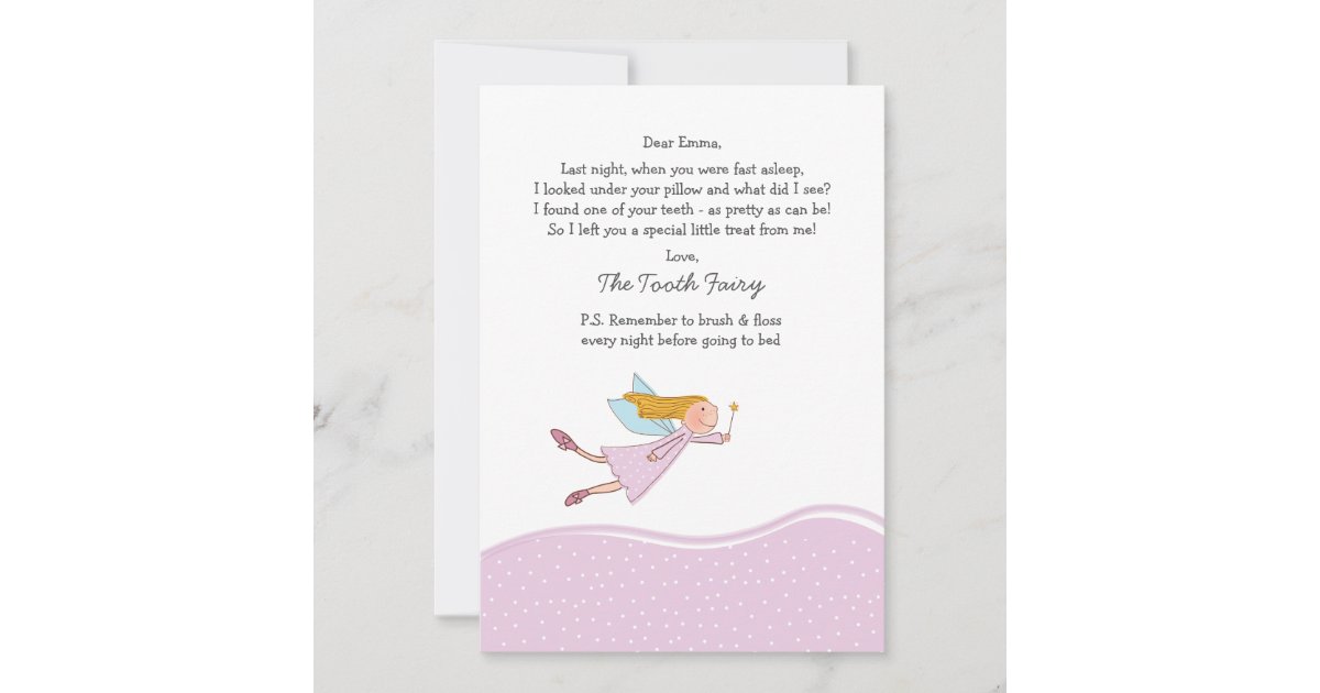 Tooth Fairy (Pink) Card | Zazzle