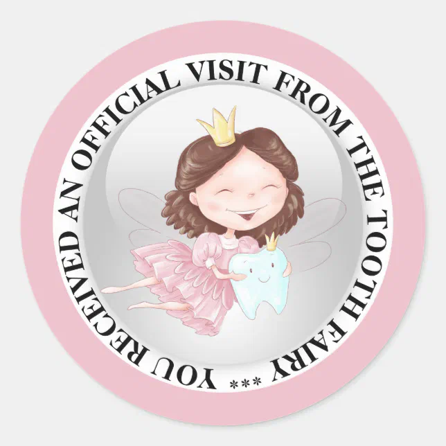 Tooth fairy princess carrying tooth DIY text girls Classic Round ...