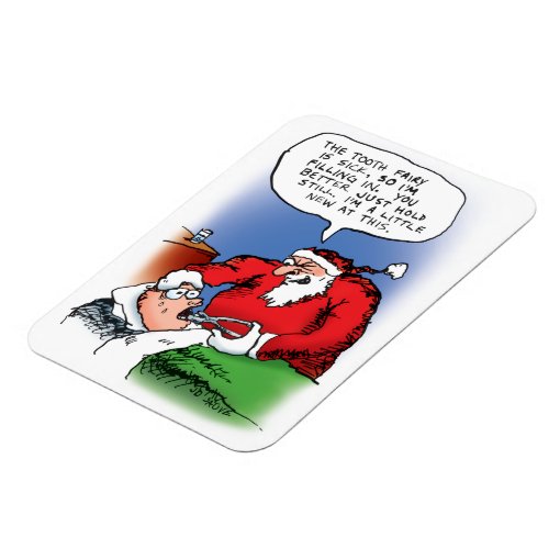 Tooth Fairy Santa Funny Christmas Cartoon Magnet | Zazzle