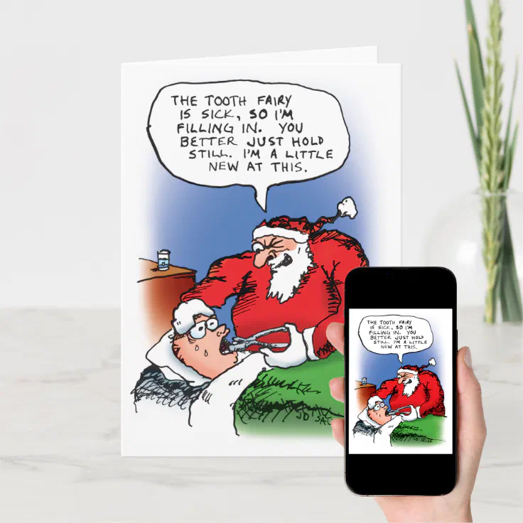Tooth Fairy Santa Holiday Card | Zazzle